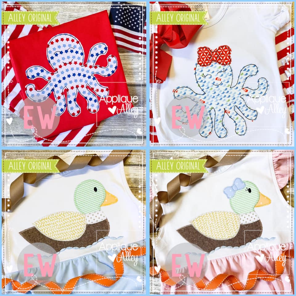 MINI DUCK AND OCTOPUS BUNDLE AAEW – appliquealley