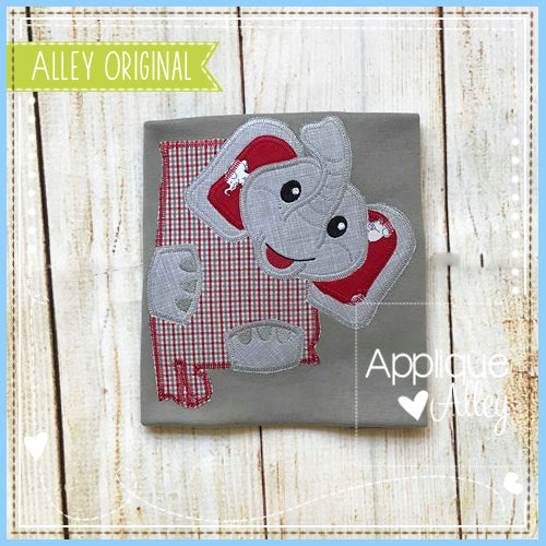 STATE ALABAMA HUGGING ELEPHANT – appliquealley