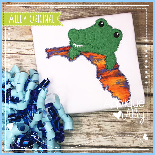 STATE FL HUGGING GATOR – appliquealley