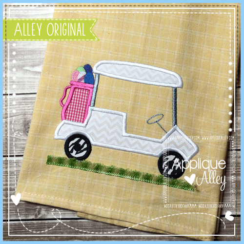 EASTER GOLF CART WITH FRINGE GRASS – appliquealley