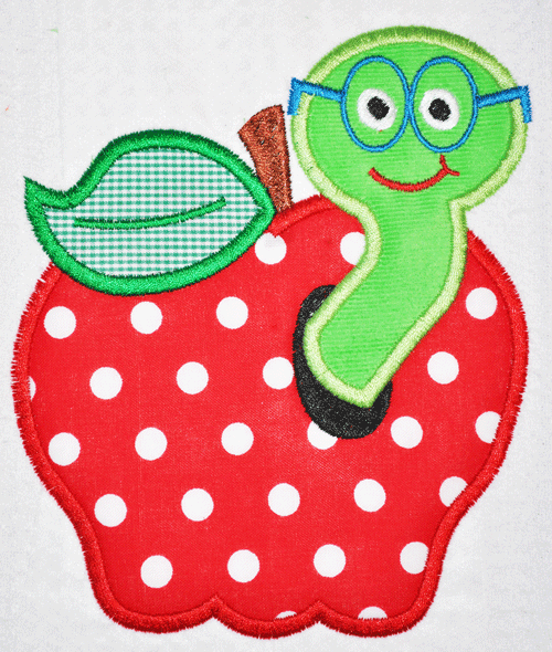 EUGENE THE WORM IN APPLE – appliquealley