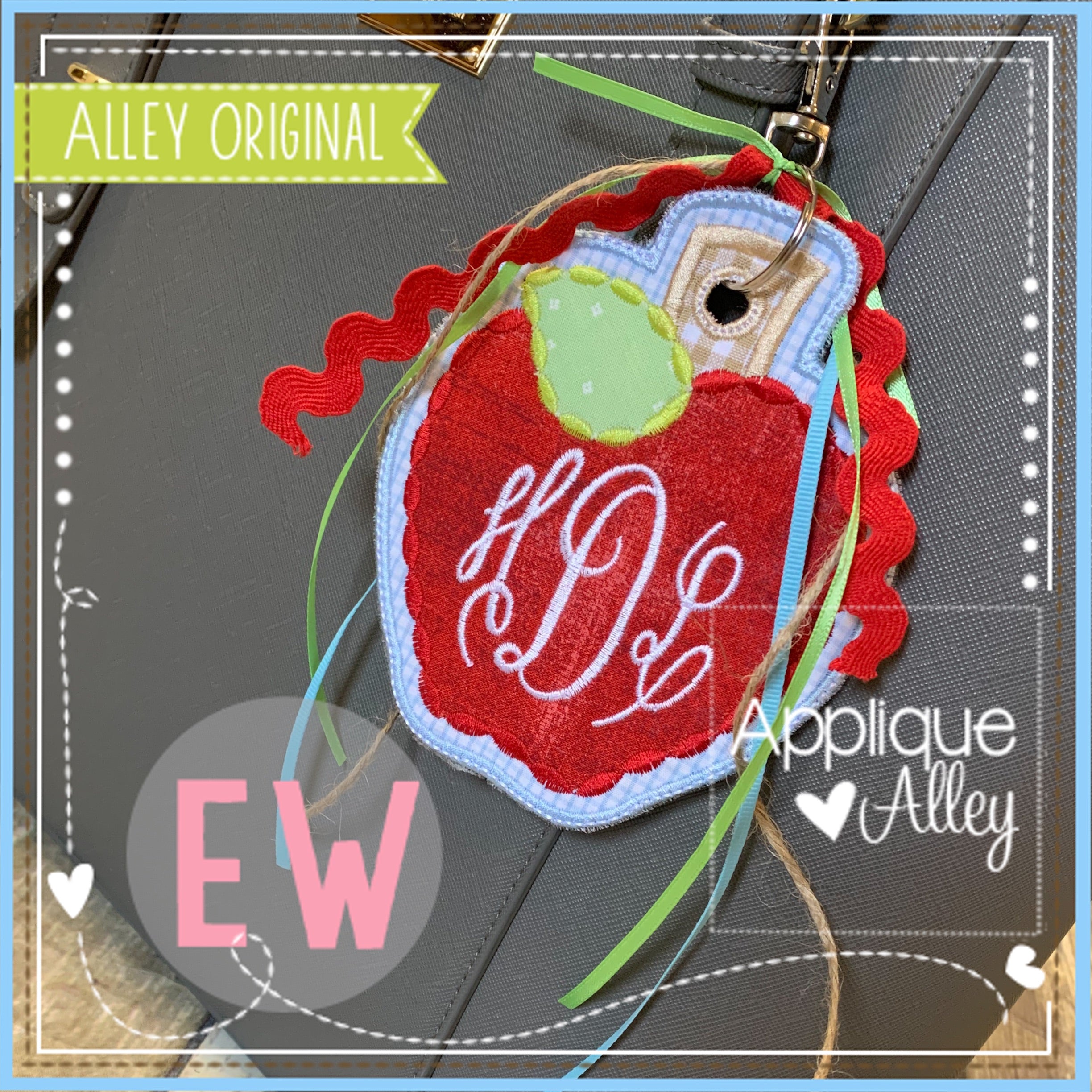 BEADED APPLE BAG TAG 5577AAEW – appliquealley