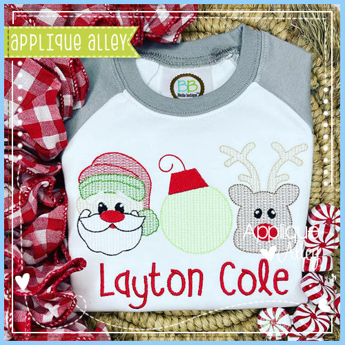 SCRATCHY CURIOUS SANTA ORNAMENT NOAH REINDEER TRIO 6862AAEH – appliquealley