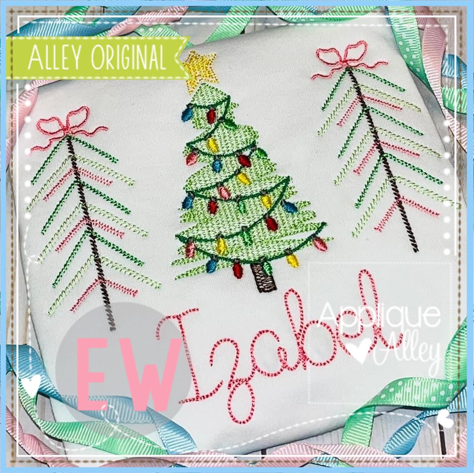 SCRATCHY EVERGREEN AND SKINNY TREES BOW 6922AAEW – appliquealley