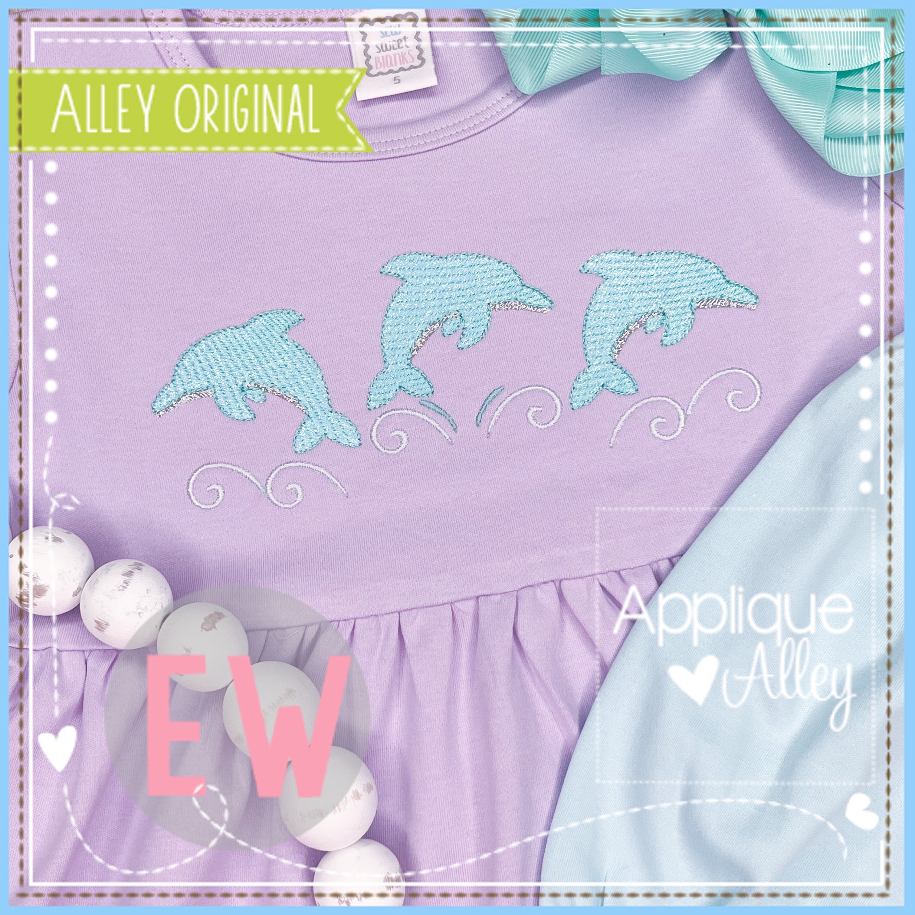 SCRATCHY FADE DOLPHIN TRIO 6566AAEW – appliquealley