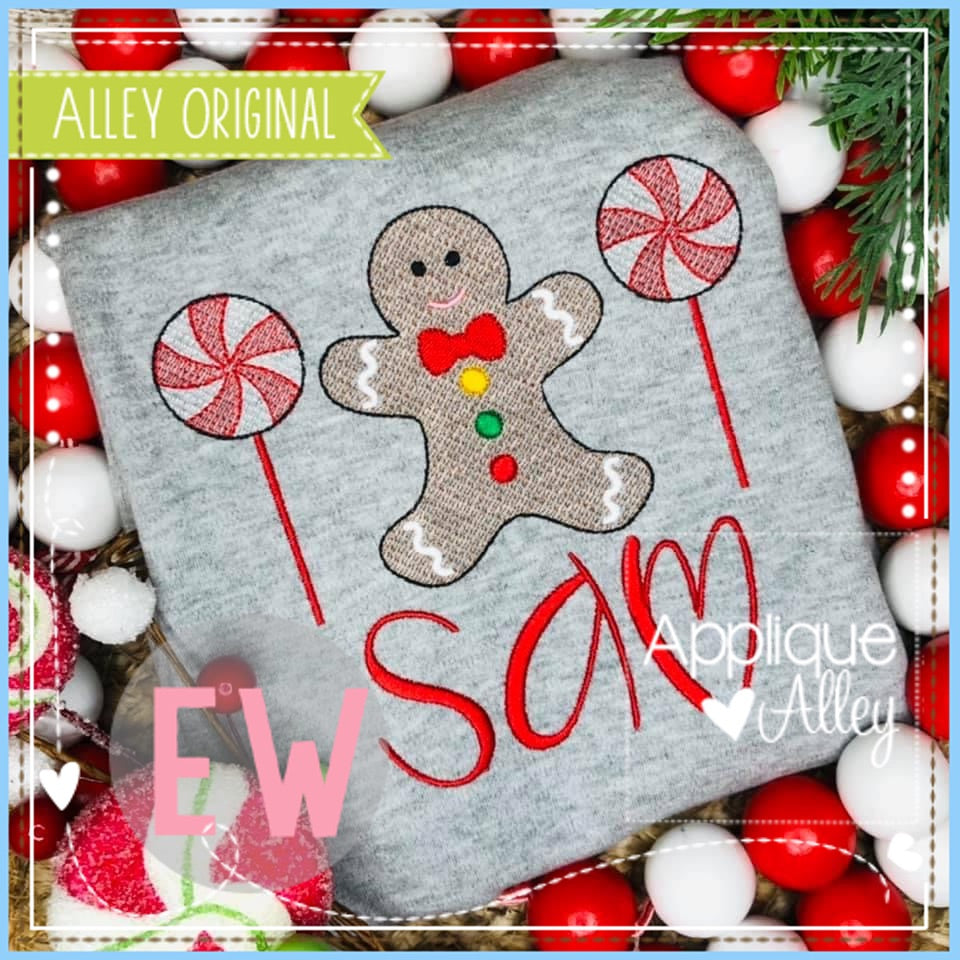 SCRATCHY GINGERBREAD BOY WITH LOLLIPOPS 5967AAEW – appliquealley