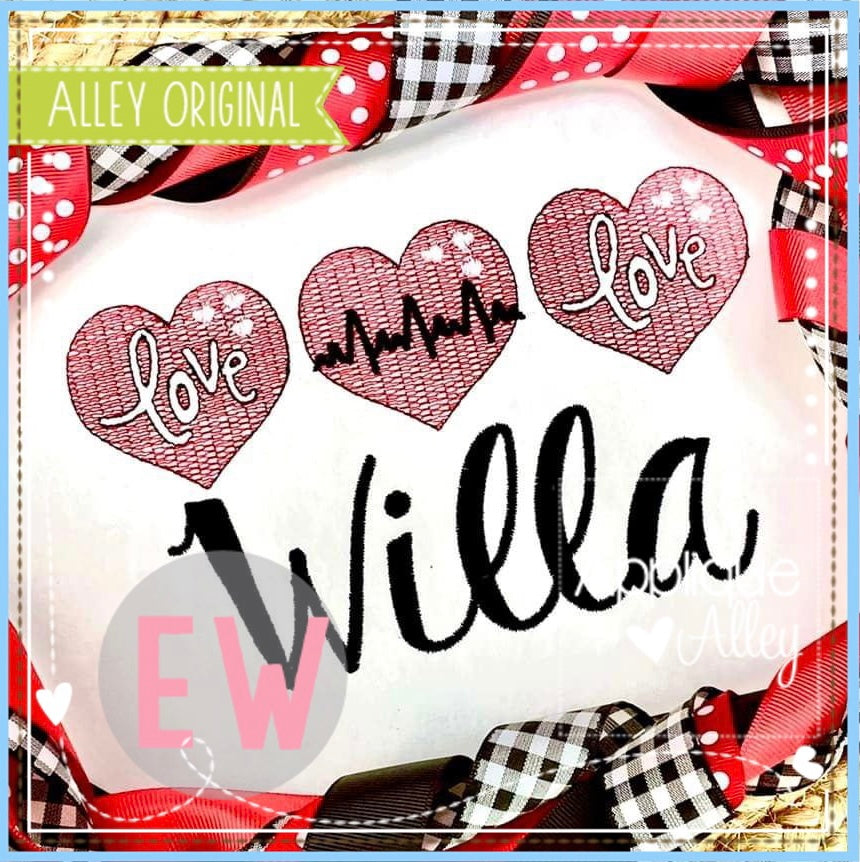 SCRATCHY HEART RYTHYM TRIO 6128AAEW – appliquealley