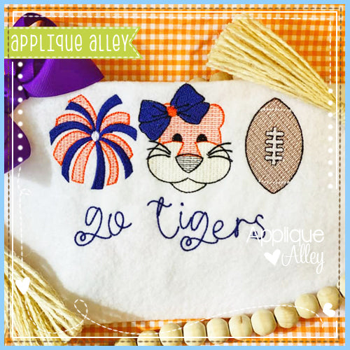 SCRATCHY TIGER GIRL FOOTBALL TRIO 6677AAEH – appliquealley