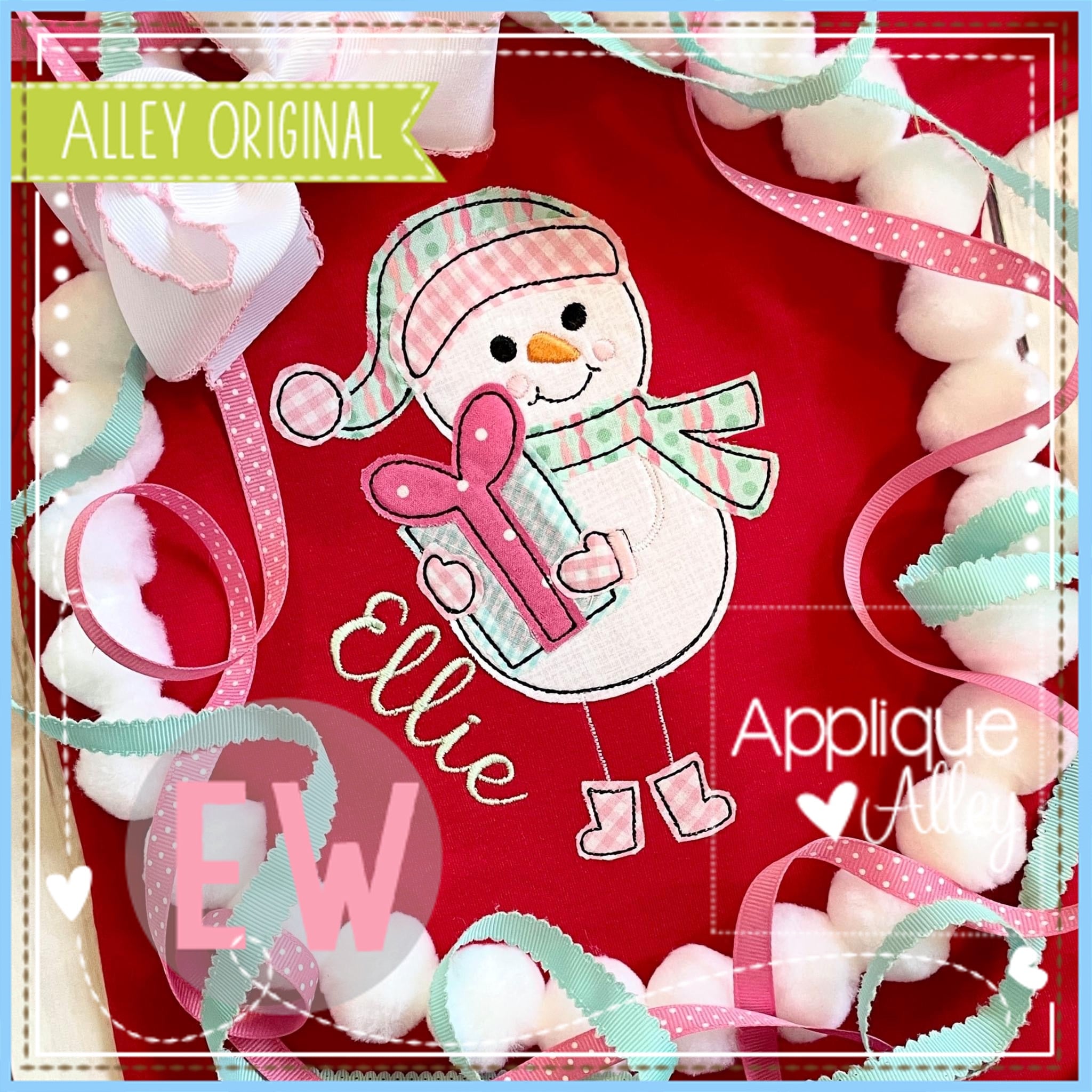 VINTAGE SNOWMAN WITH GIFT 6030AAEW – appliquealley