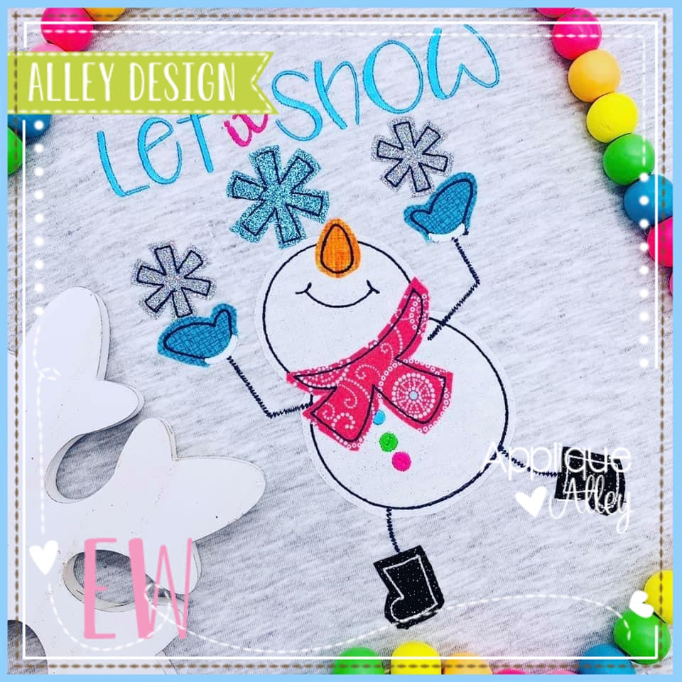 VINTAGE SNOWMAN WITH SNOWFLAKES 6031AAEW – appliquealley