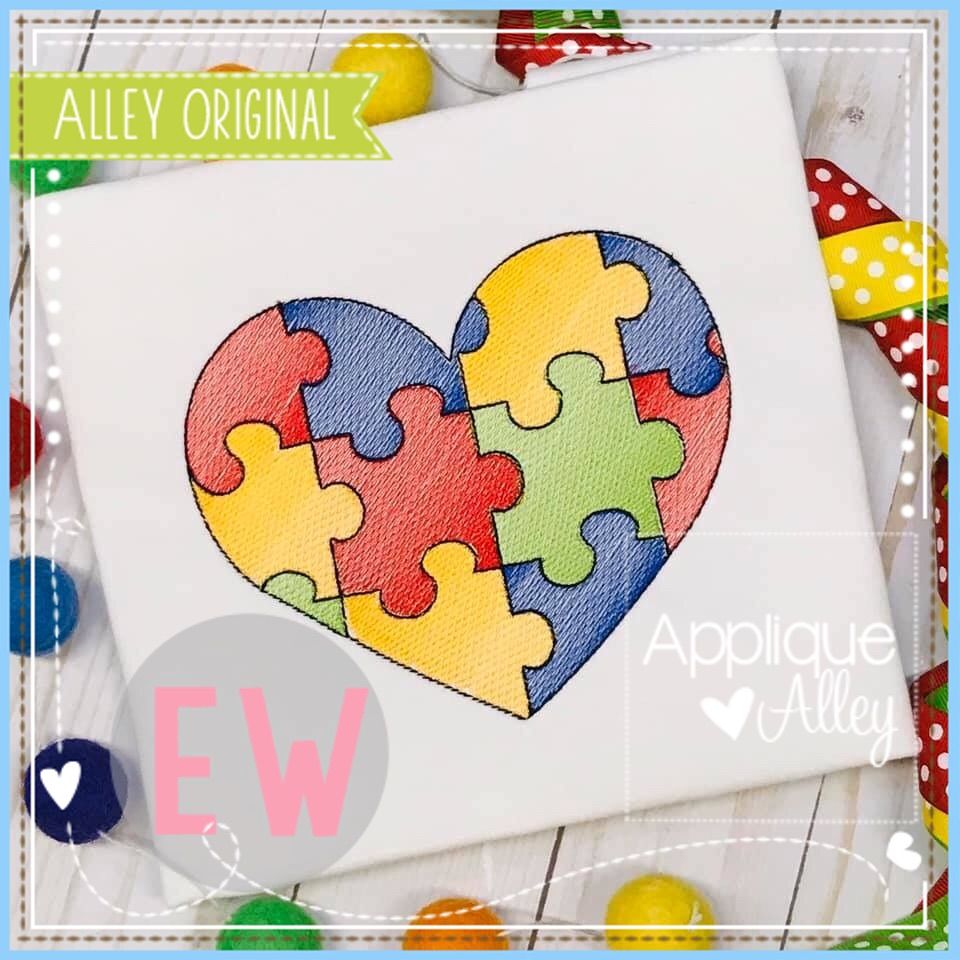SCRATCHY FADE PUZZLE HEART AAEW – appliquealley