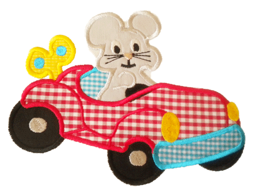 MOUSE IN TOY CAR – appliquealley